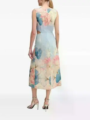 GAUDI Floral Print Cut-out Midi Dress