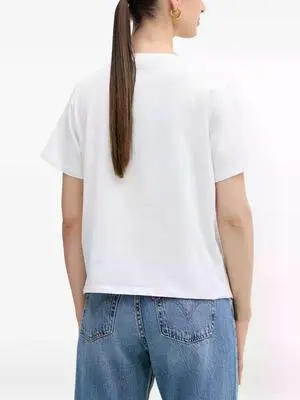 GAUDI Logo Embellished Knot Detail V-neck T-shirt - White