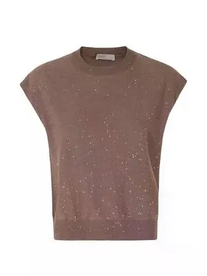 Herno Sequin-embellished Knitted Top - Brown