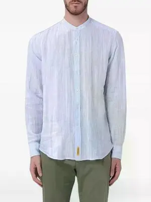 B.D.BAGGIES Striped Grandad-collar Shirt - Blue