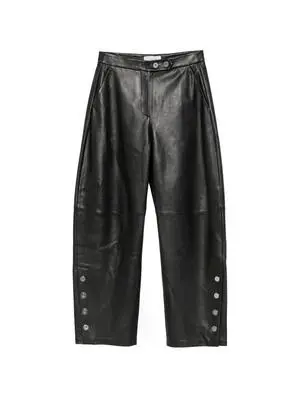 Sportmax Leather Wide Leg Button-detailed Trousers