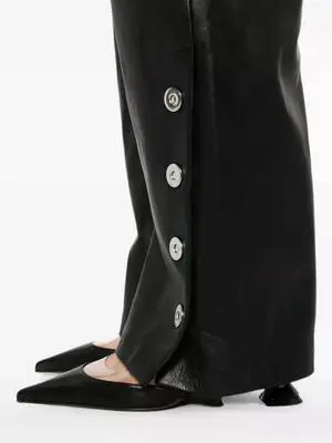 Sportmax Leather Wide Leg Button-detailed Trousers