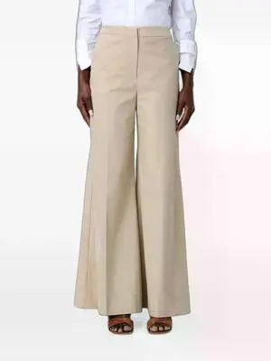 HANITA Pressed-crease Wide-leg Trousers - Neutrals