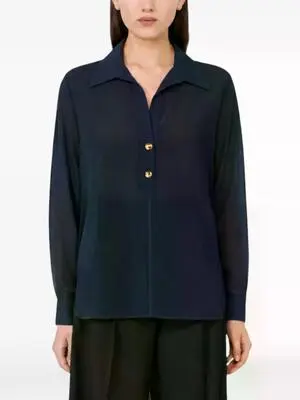 Max Mara Silk Polo With Button Fastening - Blue