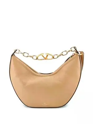 Valentino Garavani Vlogo Moon Leather Small Hobo Bag - Neutrals