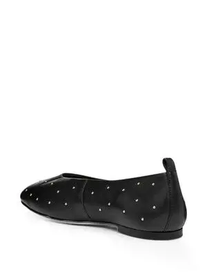 Geox Marsilea Stud-embellished Leather Ballet Flats - Black