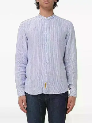 B.D.BAGGIES Striped Band-collar Shirt - Blue
