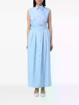 HANITA Sleeveless Pleated Shirt Maxi Dress - Blue