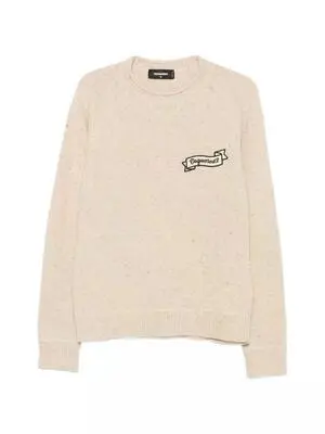 Dsquared2 Logo Patch Raglan Sleeve Sweater - Neutrals