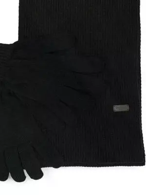 Barbour Logo-plaque Ribbed Scarf And Gloves Set