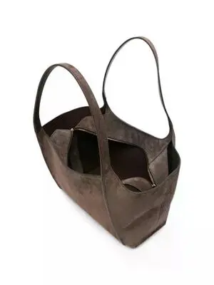 TOD'S Small T Timeless Suede Tote Bag - Brown