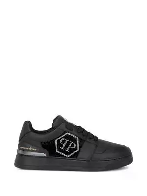 Philipp Plein Crystal Embellished Lo-top Sneakers - Black