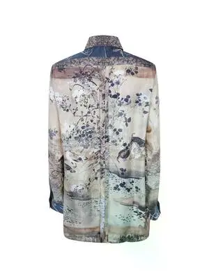 PIERRE-LOUIS MASCIA Silk Floral Print Shirt - Neutrals