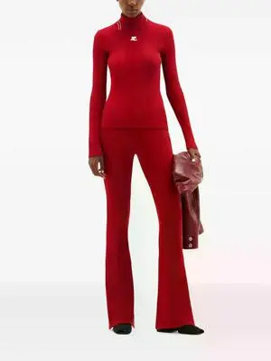 COURREGES Reedition Ribbed-knit Logo-patch Sweater - Red