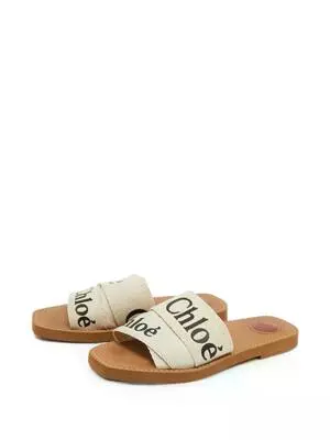 Chloé Woody Logo-print Canvas Sandals