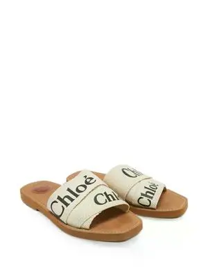 Chloé Woody Logo-print Canvas Sandals