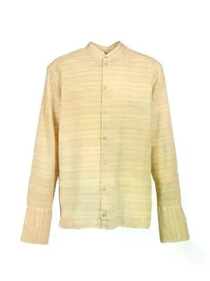 424 Striped Band-collar Shirt - Yellow
