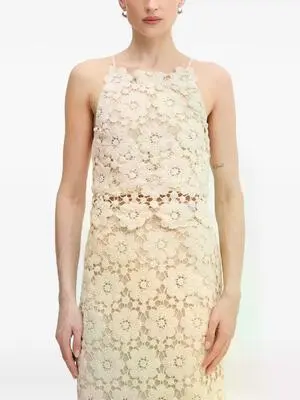 Bardot Veneta Crochet-knit Halterneck Top - Neutrals