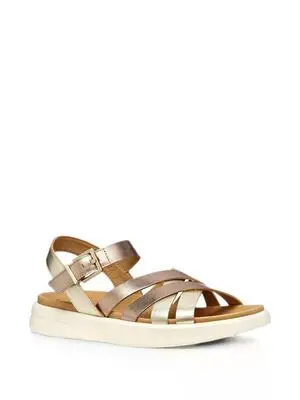 Geox Xand 2s Metallic-finish Crossover-strap Sandals