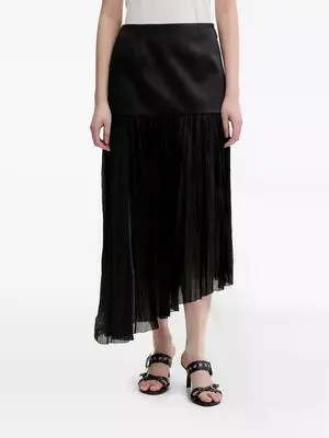 Miss Sixty Asymmetric Midi Skirt With Pleated Texture - Black