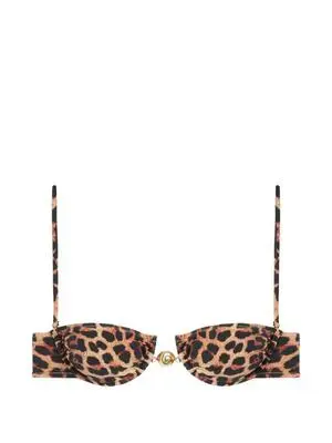 REINA OLGA Hammond Leopard-print Bikini Top - Neutrals