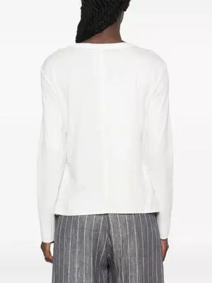 Max Mara Embroidered Logo Long Sleeve T-shirt - Grey