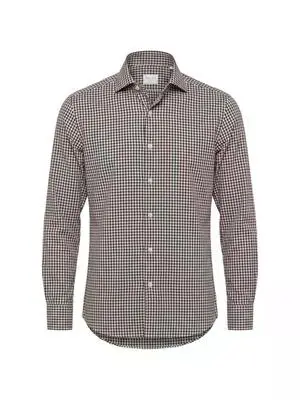 XACUS Gingham-check Cotton Shirt - Brown