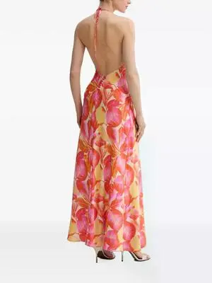 Bardot Yve Leaf-print Halterneck Maxi Dress