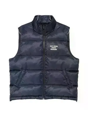Drole De Monsieur Slogan-print Zip-up Gilet - Blue