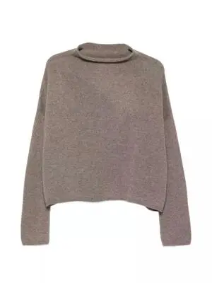 LISA YANG Ribbed Knit High-neck Jumper - Brown