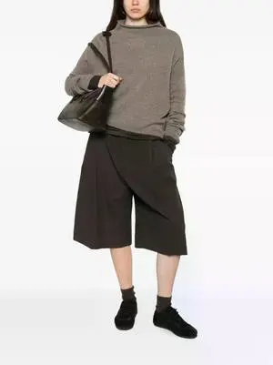 LISA YANG Ribbed Knit High-neck Jumper - Brown