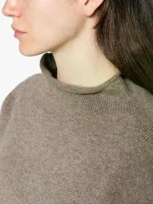 LISA YANG Ribbed Knit High-neck Jumper - Brown
