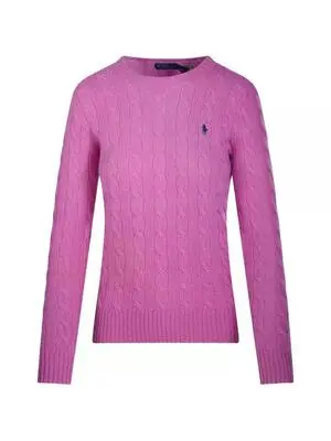 Polo Ralph Lauren Cable-knit Embroidered-logo Sweater - Pink