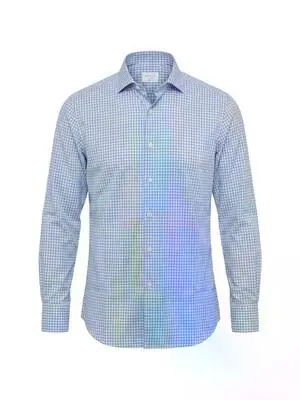 XACUS Gingham-check Long-sleeve Shirt - Blue