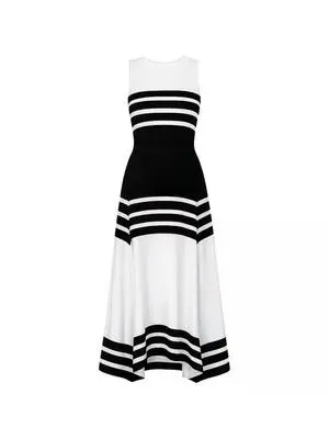 TEMPERLEY LONDON Striped-knit Midi Dress - White