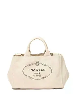 Prada Logo-print Tote Bag - Neutrals