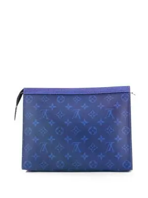 LOUIS VUITTON Pochette Voyage Monogram Taigarama Mm Clutch Bag - Blue
