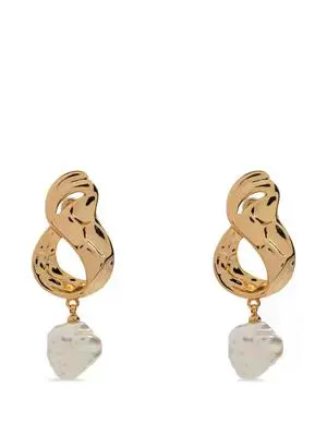 SELF-PORTRAIT Pearl-pendant Hammered-effect Drop Earrings