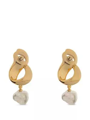 SELF-PORTRAIT Pearl-pendant Hammered-effect Drop Earrings