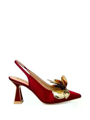 KAT MACONIE Floral-embellishment Mules - Red