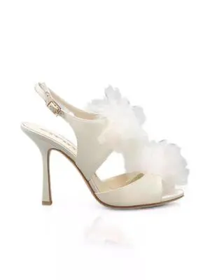 KAT MACONIE Ruffle-trimmed Slingback Sandals - Neutrals