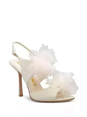 KAT MACONIE Ruffle-trimmed Slingback Stiletto Sandals - Neutrals
