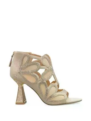 KAT MACONIE Crystal Embellished Floral Sandals - Neutrals
