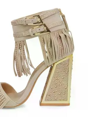 KAT MACONIE Shalini Embellished Fringed Sandals - Neutrals