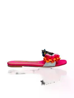 KAT MACONIE Ruffled Bird-embellished Sandals - Pink