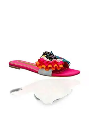 KAT MACONIE Ruffled Bird-embellished Sandals