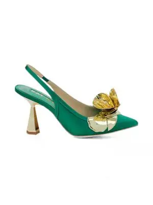 KAT MACONIE Floral-appliqué Mules - Green