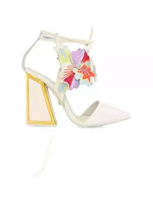 KAT MACONIE Amanza Floral-applique Lace-up Pumps - Neutrals
