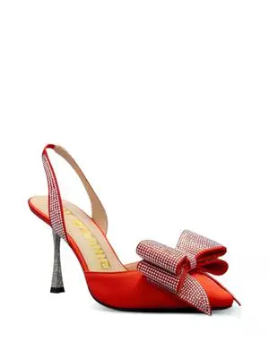 KAT MACONIE Mahira Crystal-embellished Bow-detail Pumps - Red