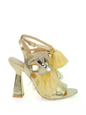 KAT MACONIE Tassel-embellished Feathered Sandals - Gold